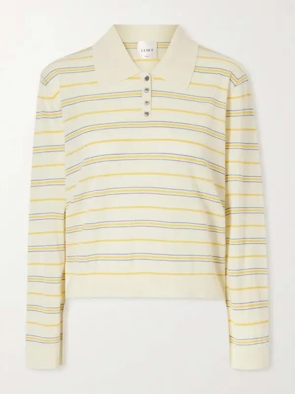 LESET James Striped Merino Wool Polo Shirt - Pastel Yellow
