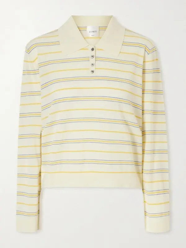 LESET James Striped Merino Wool Polo Shirt - Yellow