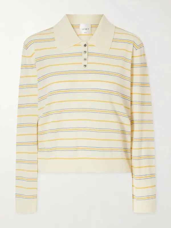 LESET James Striped Merino Wool Polo Shirt - Yellow