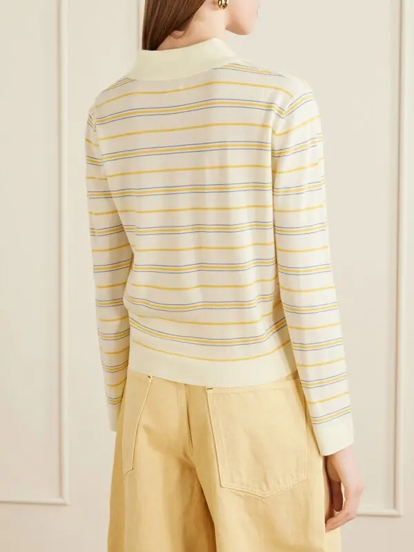 LESET James Striped Merino Wool Polo Shirt - Yellow