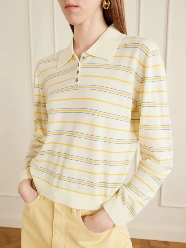 LESET James Striped Merino Wool Polo Shirt - Yellow