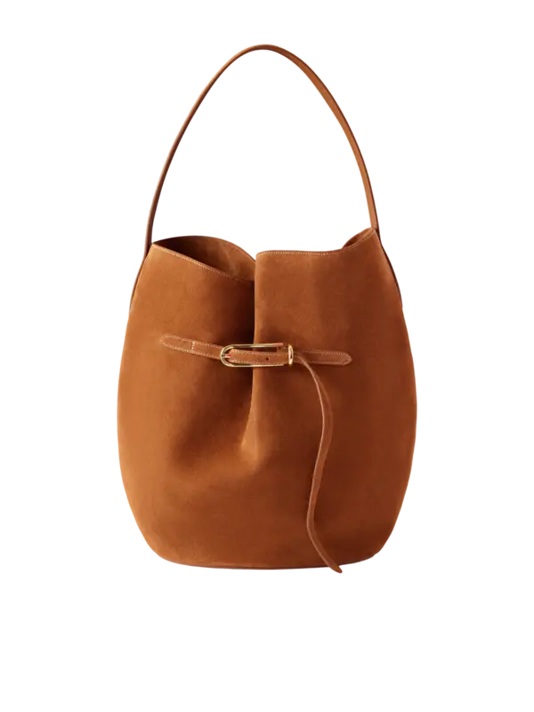 LIFFNER Large Belted Suede Bucket Bag - Brown
