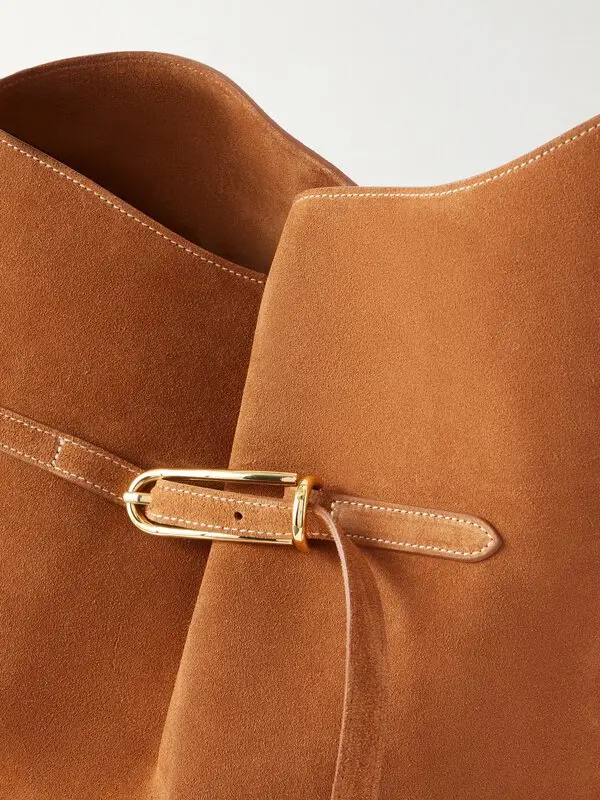 LIFFNER Large Belted Suede Bucket Bag - Brown
