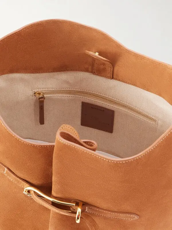 LIFFNER Large Belted Suede Bucket Bag - Brown