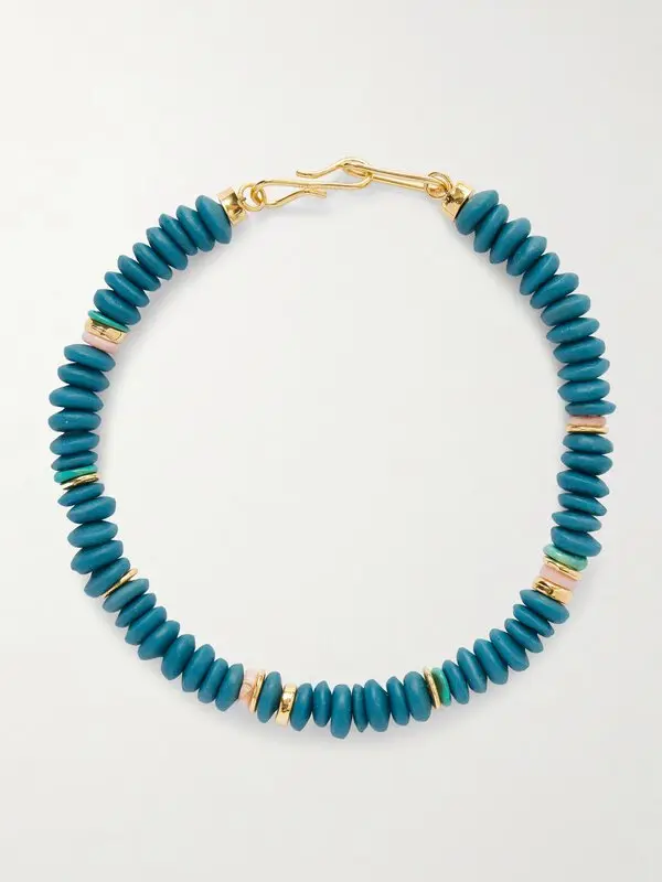 LIZZIE FORTUNATO Gold-plated Beaded Necklace - Blue