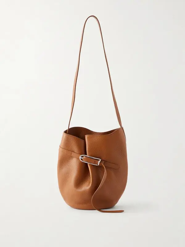 LIFFNER Belted Leather Bucket Bag - Brown