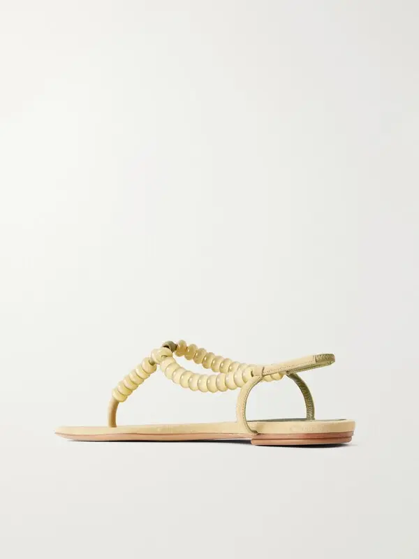 Le Monde Beryl Beaded Leather Flat Sandals