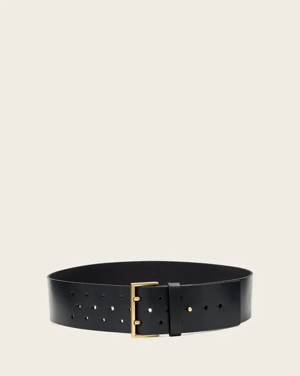 ALLSAINTS Leo Leather Wide Belt - Black