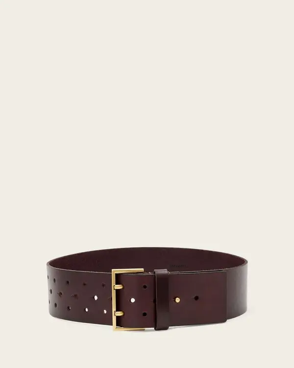 ALLSAINTS Leo Leather Wide Belt - Brown