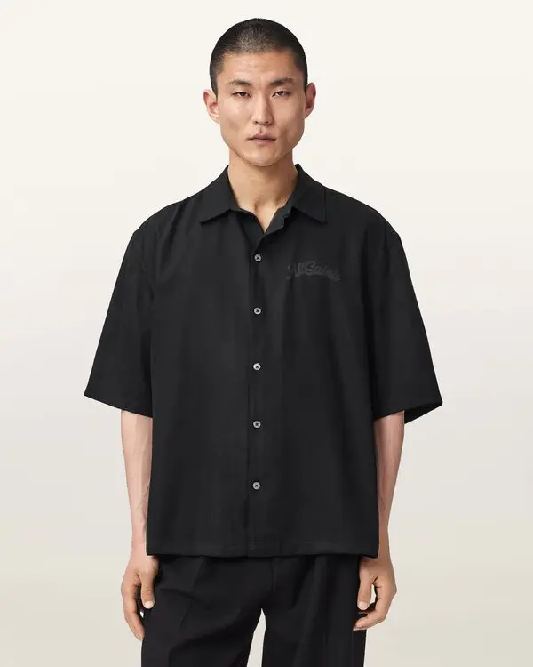 ALLSAINTS Circe Oversized Short Sleeve Shirt - Black