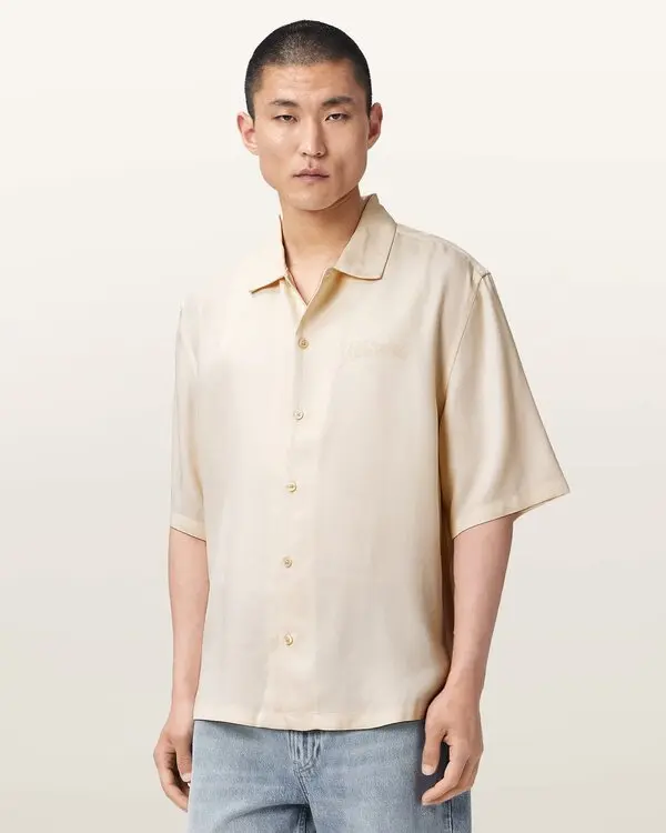 ALLSAINTS Circe Oversized Short Sleeve Shirt - Brittle White