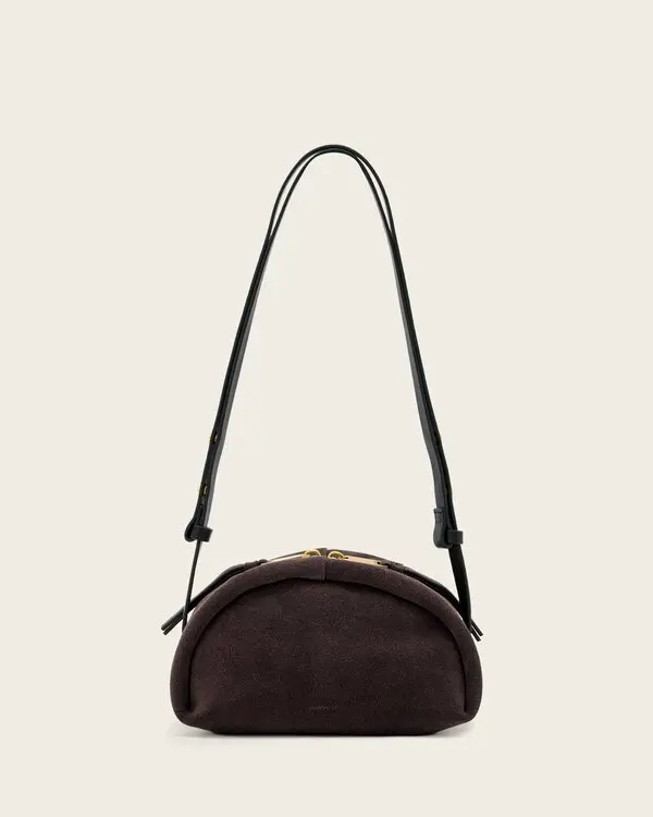 ALLSAINTS Rosalie Arc Suede Crossbody Bag - Brown