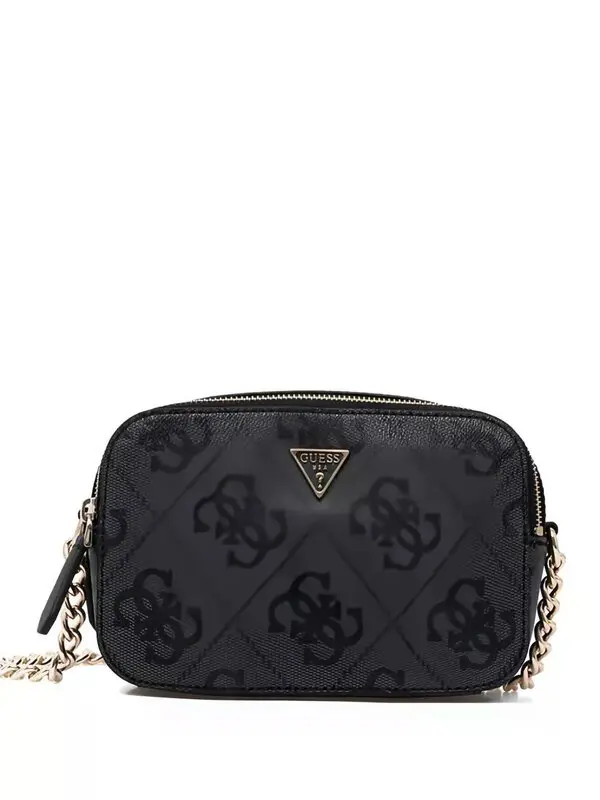 Guess Monogram Crossbody Bag With Chain Strap - Grey