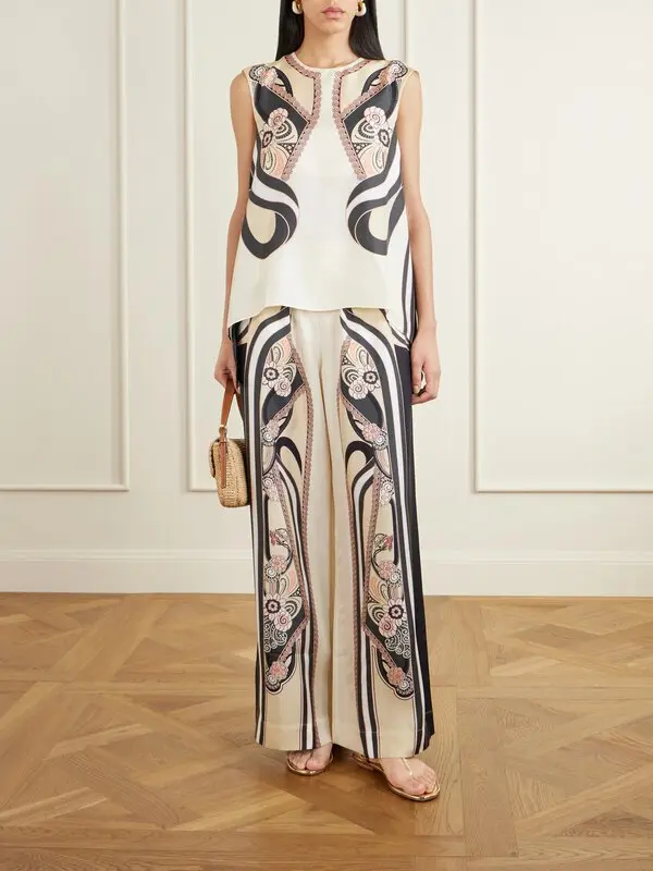 La DoubleJ Palazzo Printed Silk-twill Pants