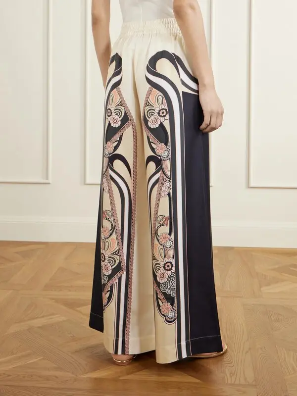 La DoubleJ Palazzo Printed Silk-twill Pants