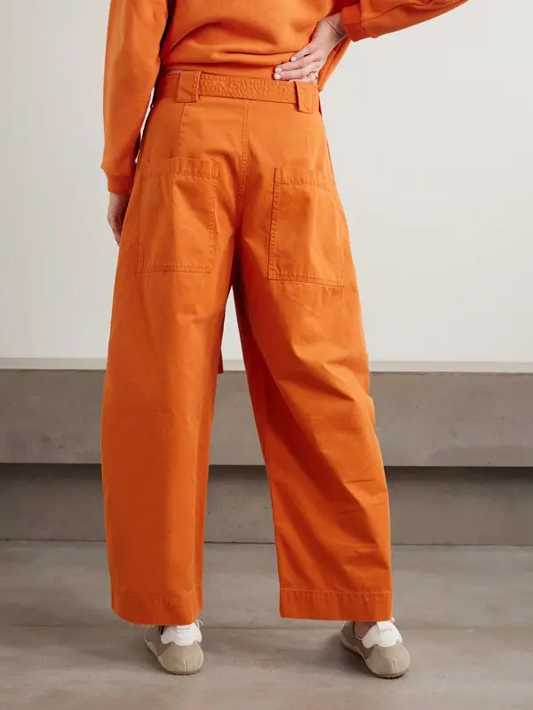JAMIE HALLER Karate Cropped Belted Cotton-twill Wide-leg Pants - Orange