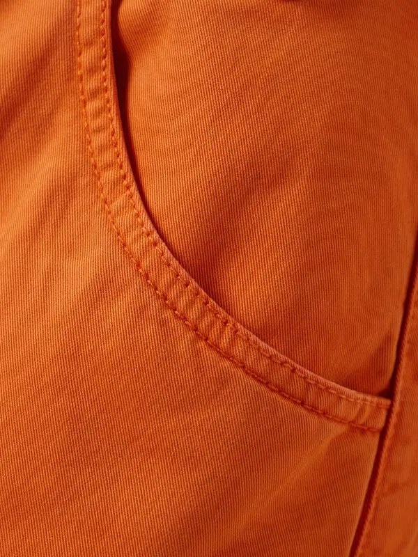 JAMIE HALLER Karate Cropped Belted Cotton-twill Wide-leg Pants - Orange