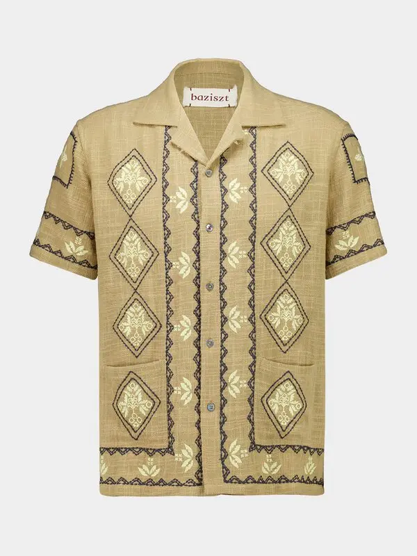 BAZISZT Taupe Mexican Shirt - Beige