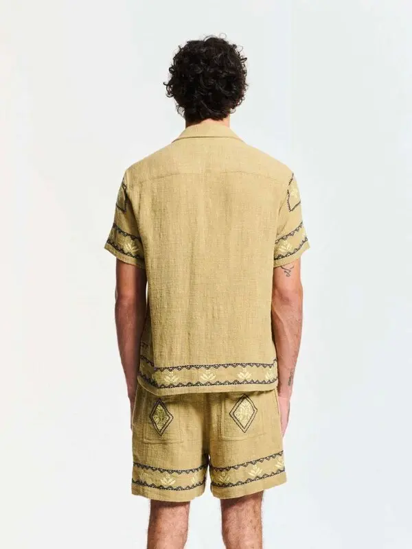 BAZISZT Taupe Mexican Shirt - Beige
