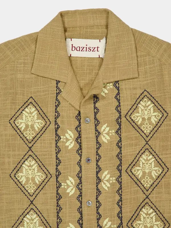 BAZISZT Taupe Mexican Shirt - Beige