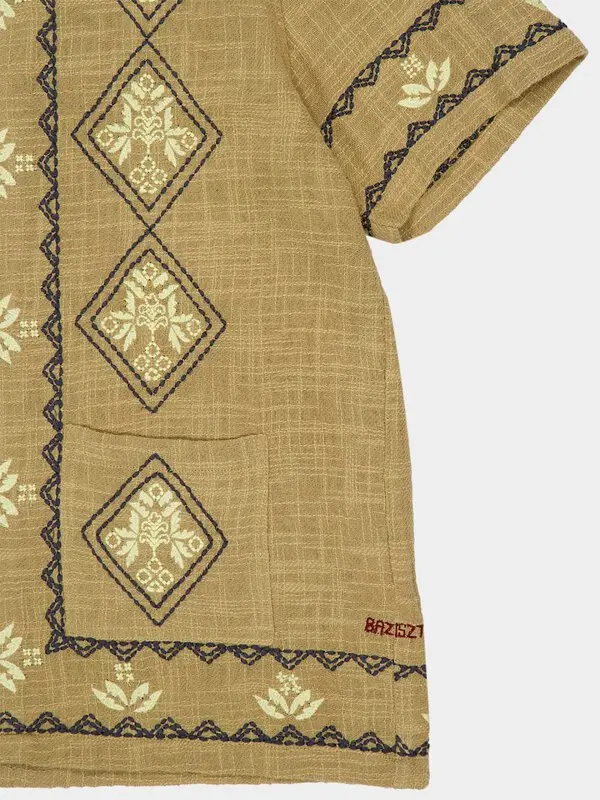 BAZISZT Taupe Mexican Shirt - Beige