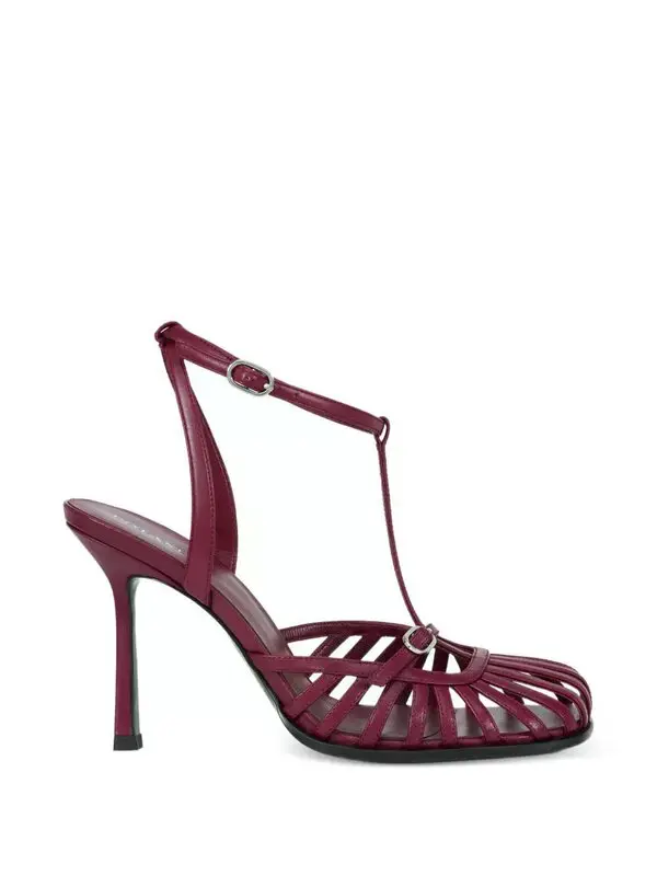 POTAMY Leather Caged T-strap Pumps