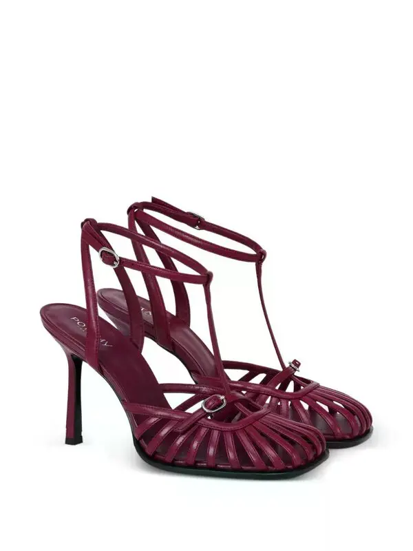POTAMY Leather Caged T-strap Pumps
