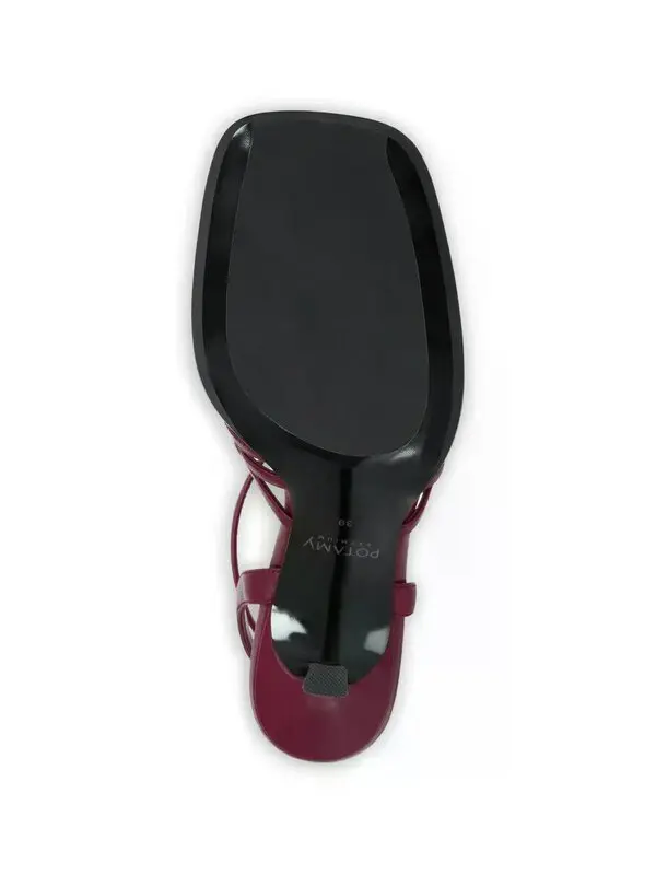 POTAMY Leather Caged T-strap Pumps