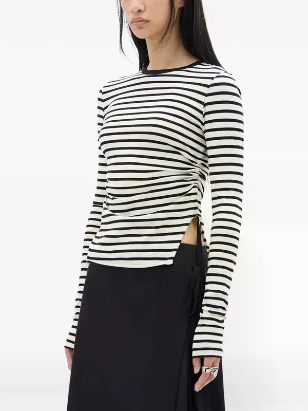 ANN DEMEULEMEESTER Oke Striped Jersey Top - Neutrals