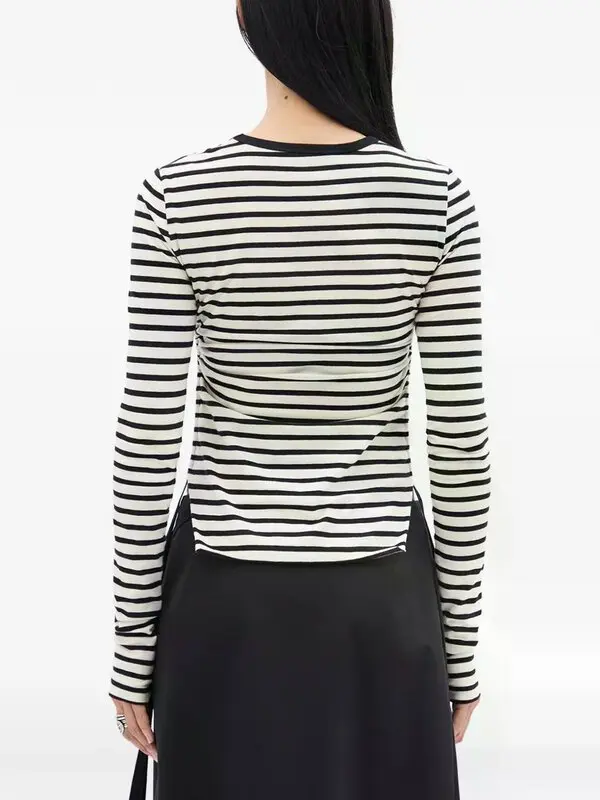ANN DEMEULEMEESTER Oke Striped Jersey Top - Neutrals