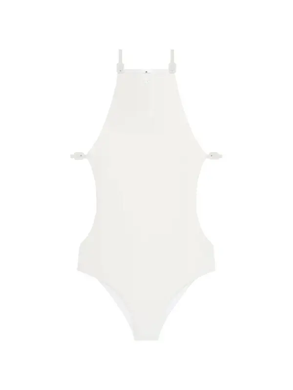 COURREGES Cut-out Halterneck Swimsuit - White