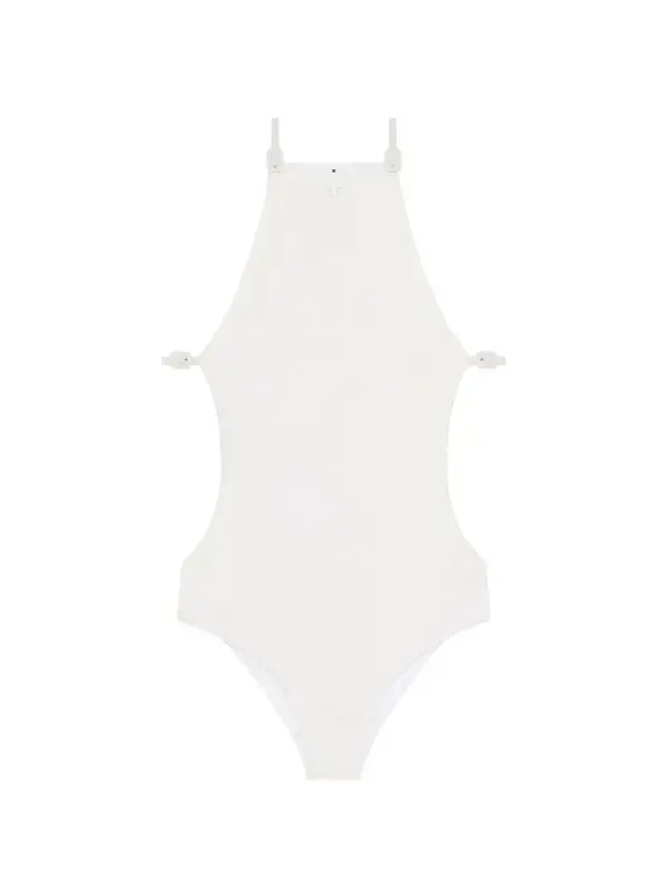 COURREGES Cut-out Halterneck Swimsuit - White