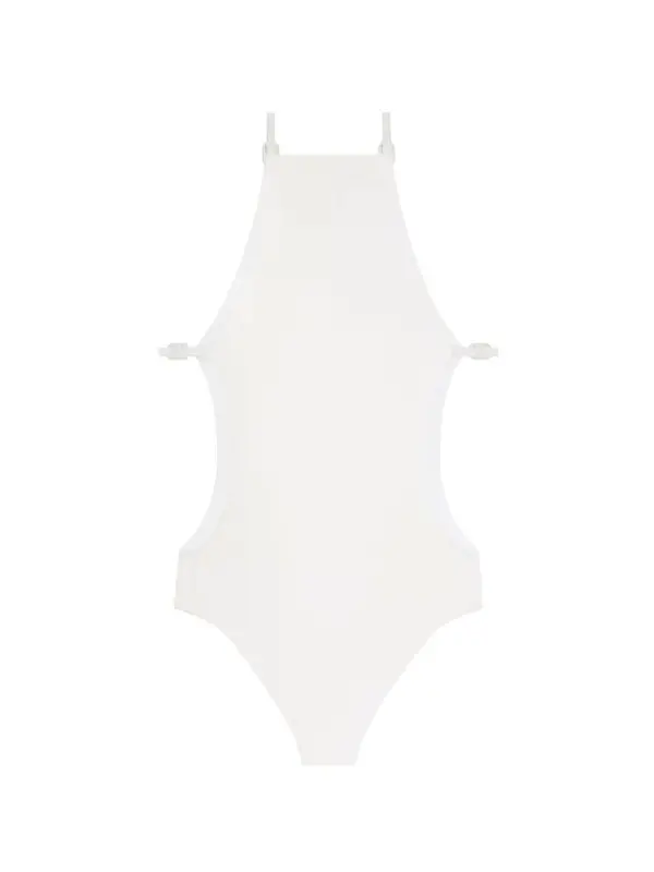 COURREGES Cut-out Halterneck Swimsuit - White