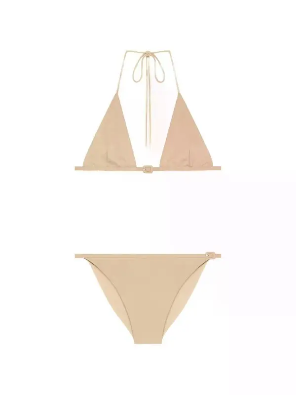 COURREGES Buckle-detail Triangle Bikini - Neutrals