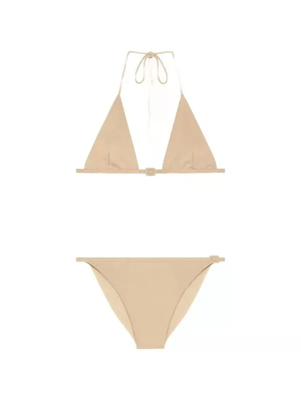 COURREGES Buckle-detail Triangle Bikini - Neutrals