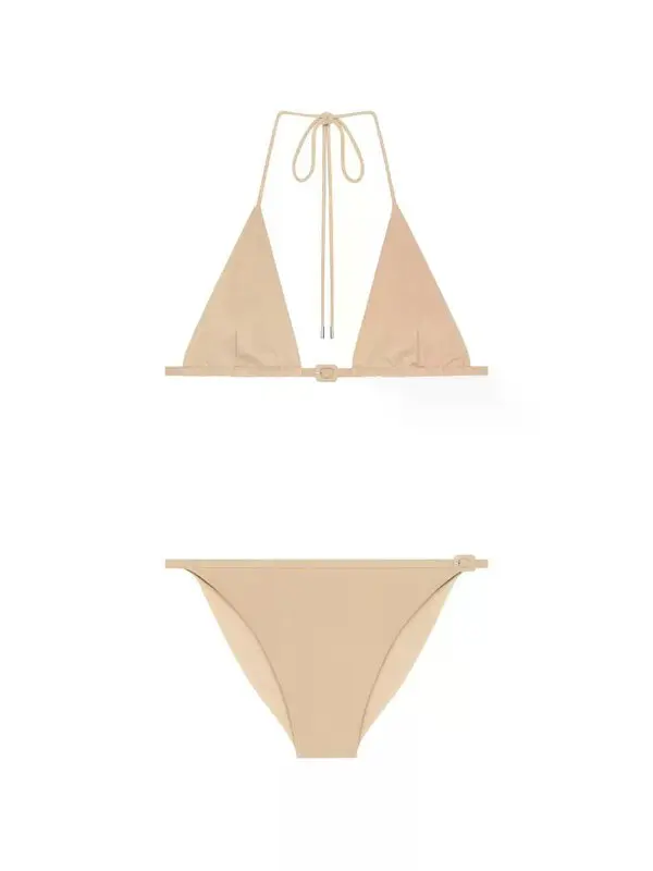 COURREGES Buckle-detail Triangle Bikini - Neutrals