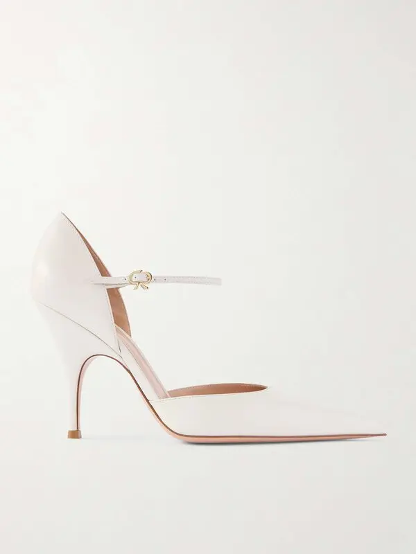 GIANVITO ROSSI Sofia D'orsay 95 Leather Pumps - Off-white