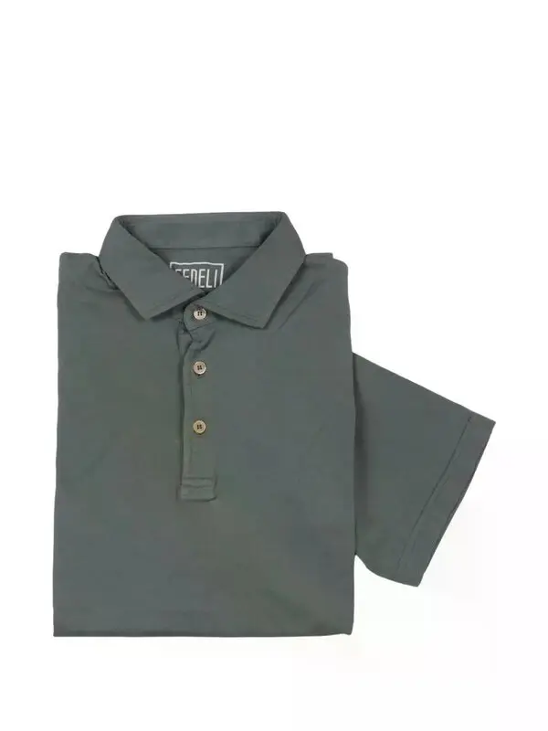 Fedeli Short-sleeved Cotton Polo Shirt - Green