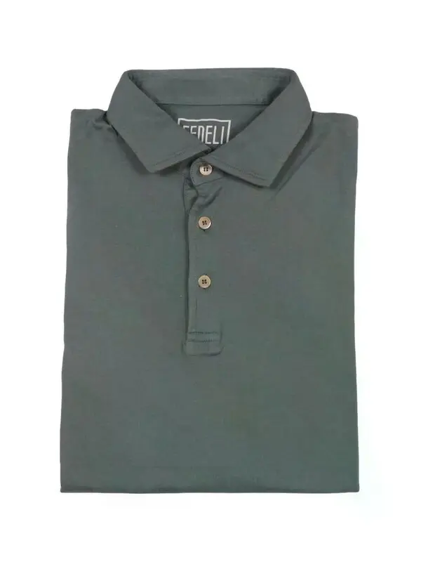 Fedeli Short-sleeved Cotton Polo Shirt - Green