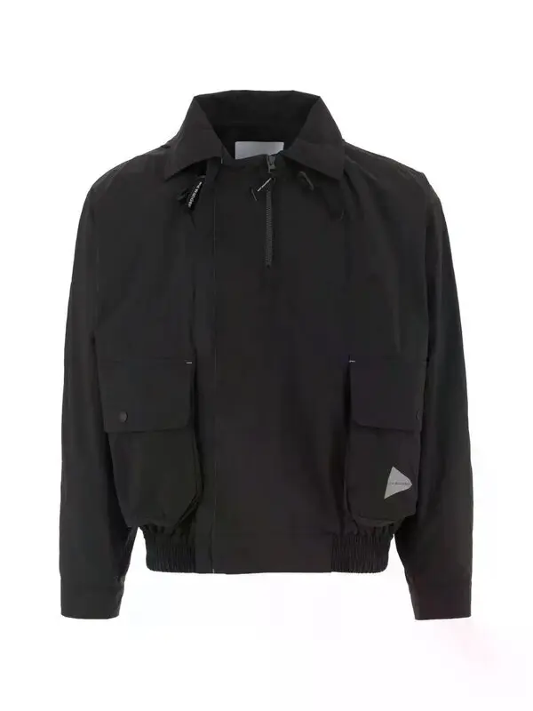 AND WANDER Logo-print Zip-up Hooded Jacket