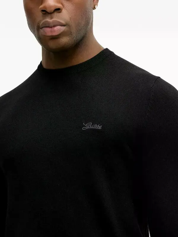 Guess Daniel Logo-detail Long-sleeve Sweater - Black