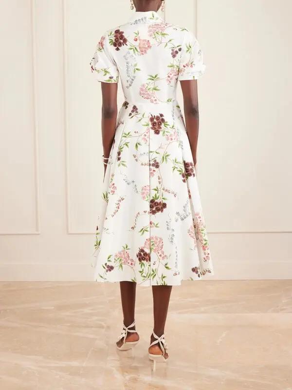 erdem floral cotton poplin midi dress Erdem Floral-print Cotton-poplin Midi Dress - Women - White Dresses