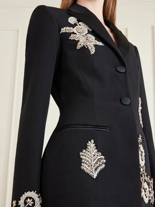 Erdem Embellished Grain De Poudre Wool Blazer