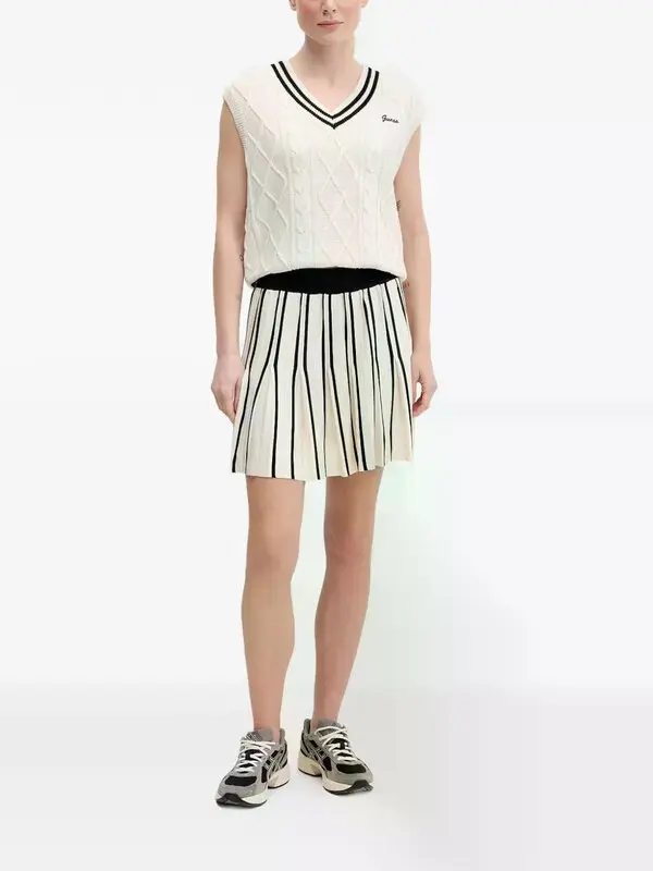 Guess Striped V-neck Vest - Neutrals