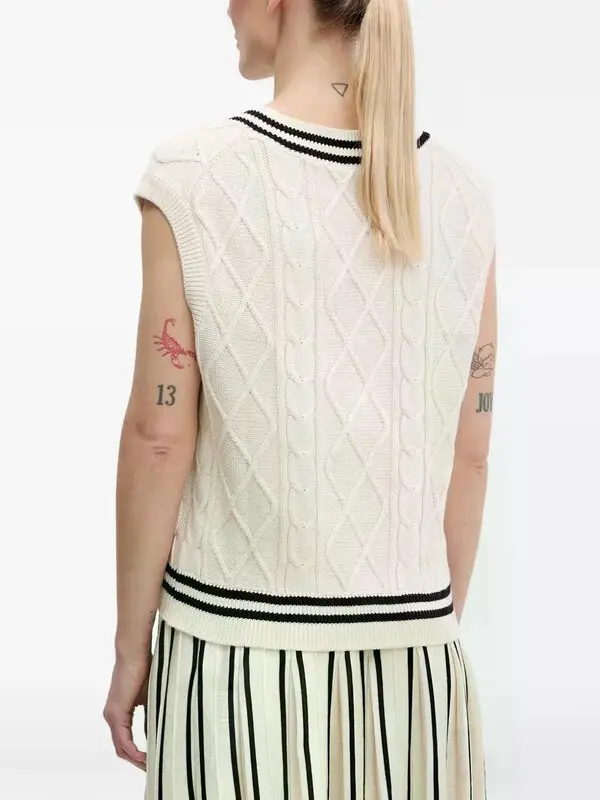 Guess Striped V-neck Vest - Neutrals