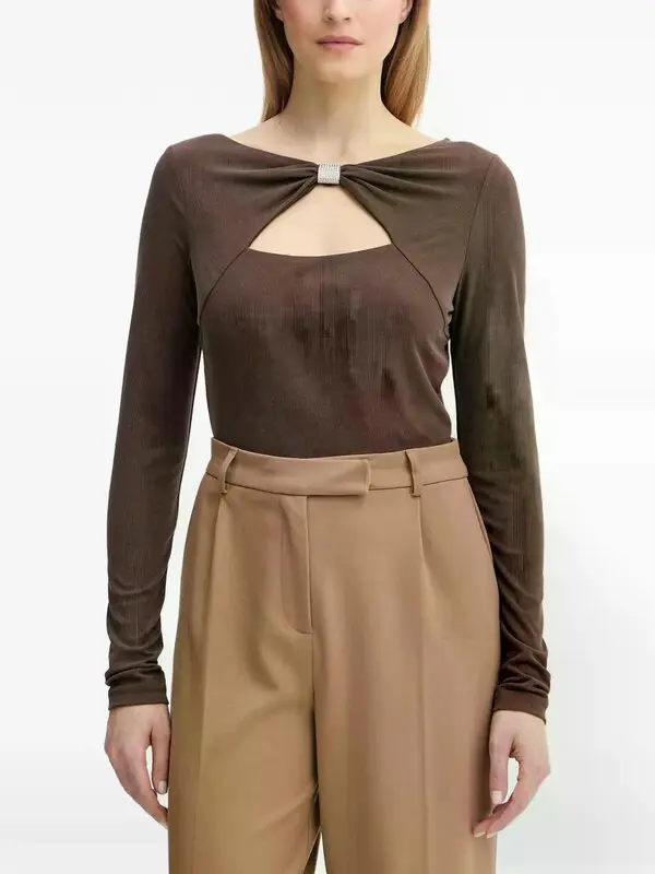 Guess Milena Bow Cutout Top - Brown
