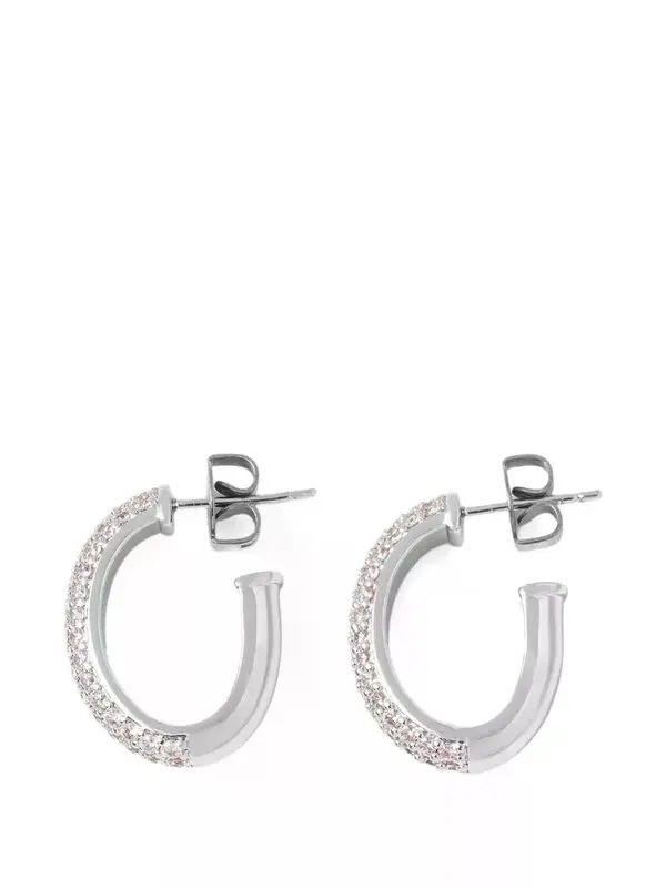 Guess Essenza Embellished Hoop Earrings - Silver