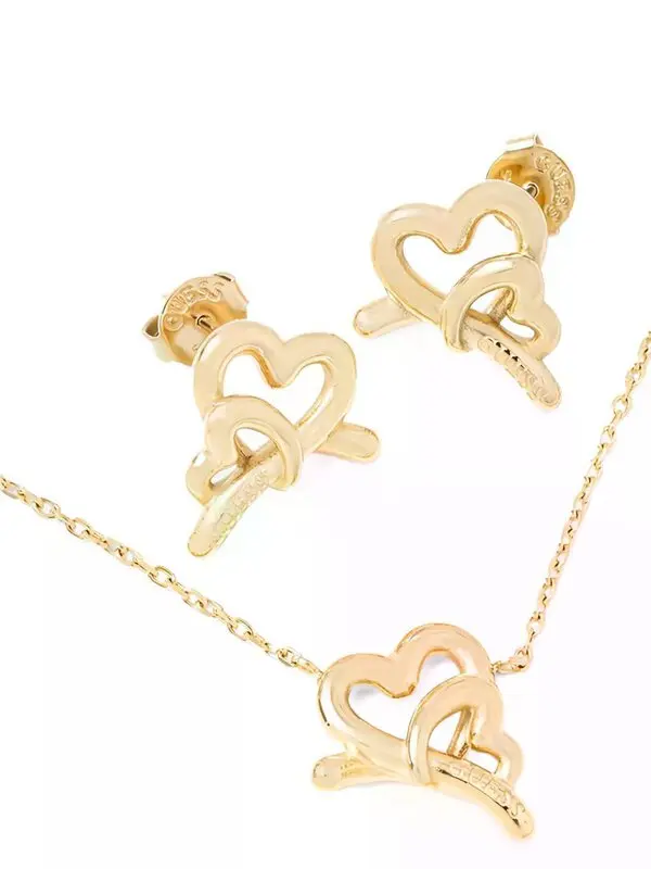 Guess Love Bites Necklace And Earrings - Gold
