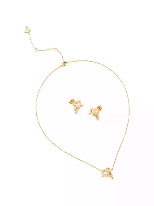 Guess Love Bites Necklace And Earrings - Gold