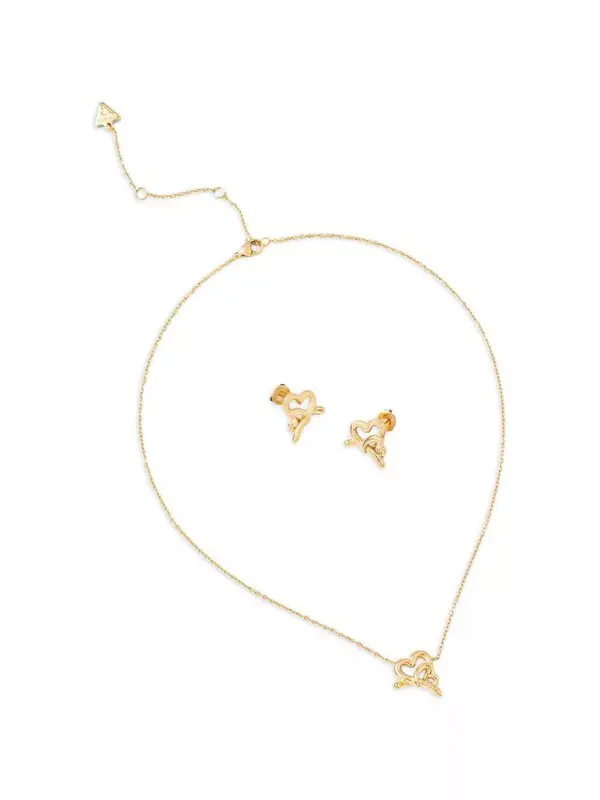 Guess Necklace And Earrings Set - Gold